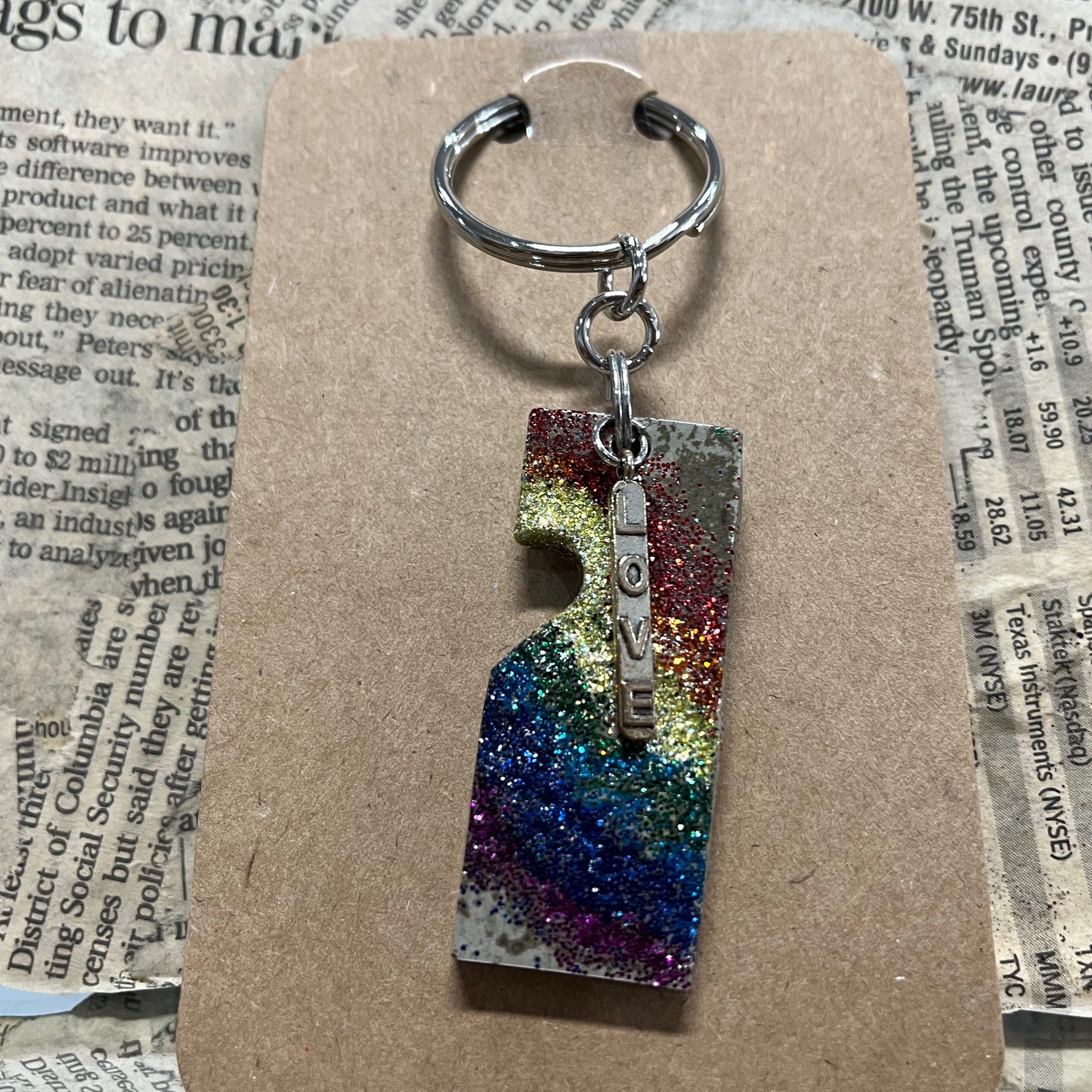Concrete Keychain rainbow narrow with cutout | Switchgrass Concrete Keychain rainbow narrow with cutout | Switchgrass